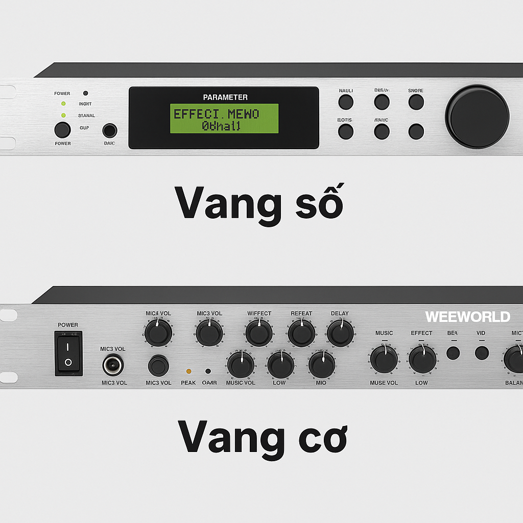 VANG SỐ VÀ VANG CƠ KHÁC NHAU NHƯ THẾ NÀO? CHỌN LOẠI NÀO PHÙ HỢP CHO DÀN KARAOKE GIA ĐÌNH?